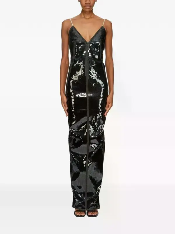Rick Owens Sequin-embellished Cotton Maxi Gown - Black