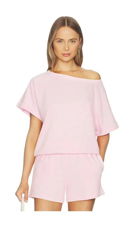 WELLBEING + BEINGWELL Whitney Off Shoulder Sweatshirt - Pink