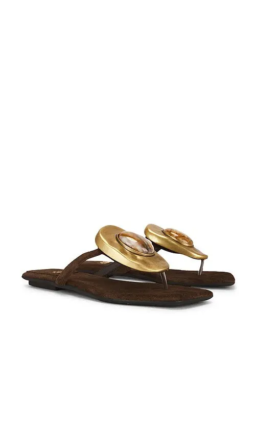 Jeffrey Campbell Bazaar Flat Sandal With Metallic Hardware - Brown