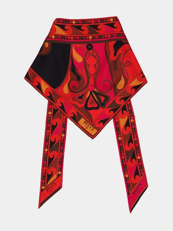 Emilio Pucci Black And Orchidee Print Triangle Scarf