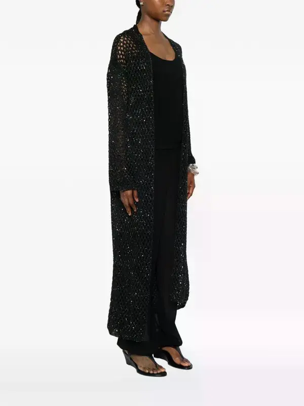 AKEP Sequin-embellished Open-knit Cardigan