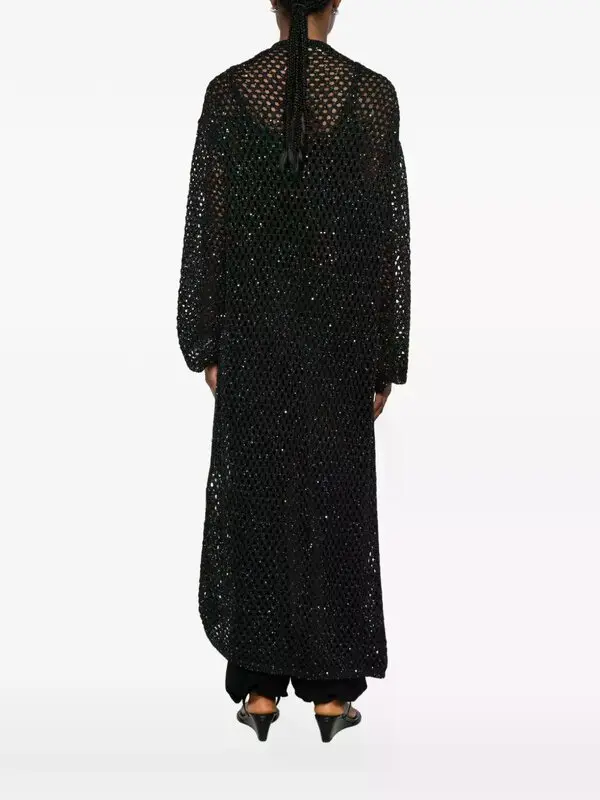 AKEP Sequin-embellished Open-knit Cardigan