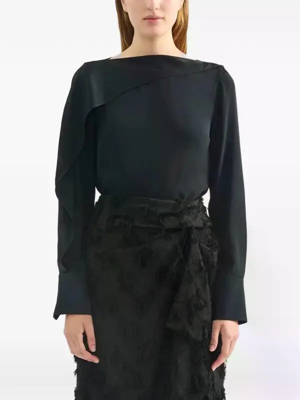 Erdem Ruffled Long-sleeve Blouse - Black