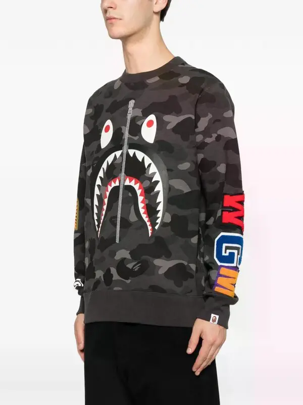 BAPE BLACK BY *A BATHING APE® Bape A Bathing Ape® Camouflage Shark Motif Sweatshirt