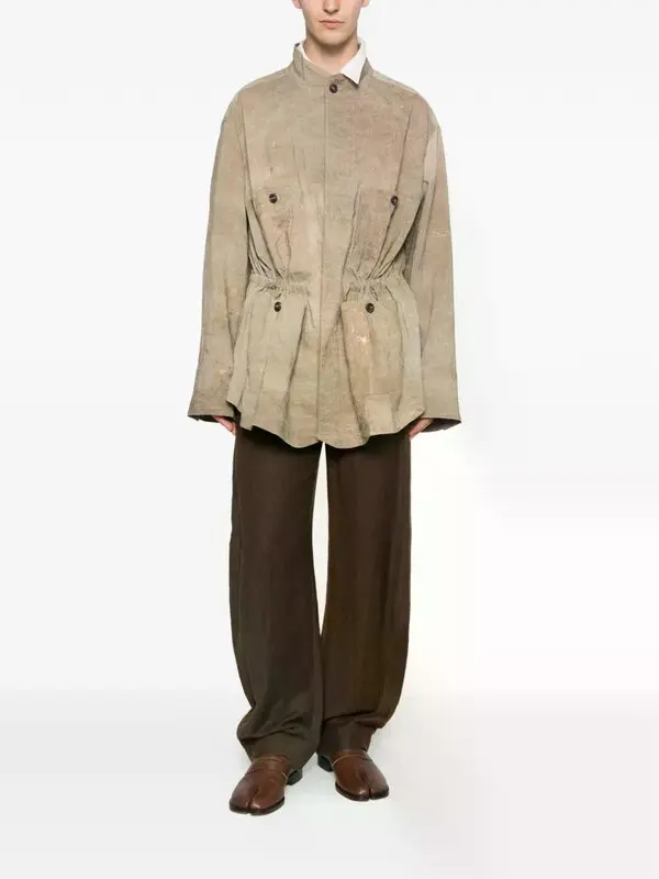 ZIGGY CHEN Drawstring-waist Paint-splatter Shirt