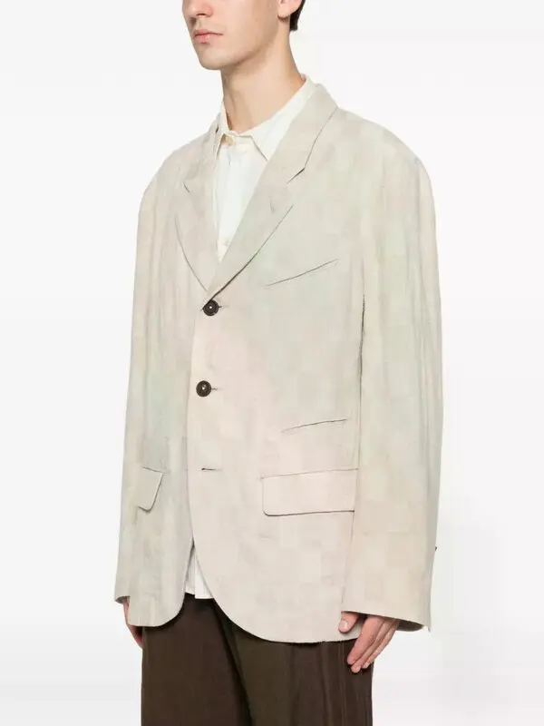 ZIGGY CHEN Checkerboard-pattern Single-breasted Blazer - Neutrals