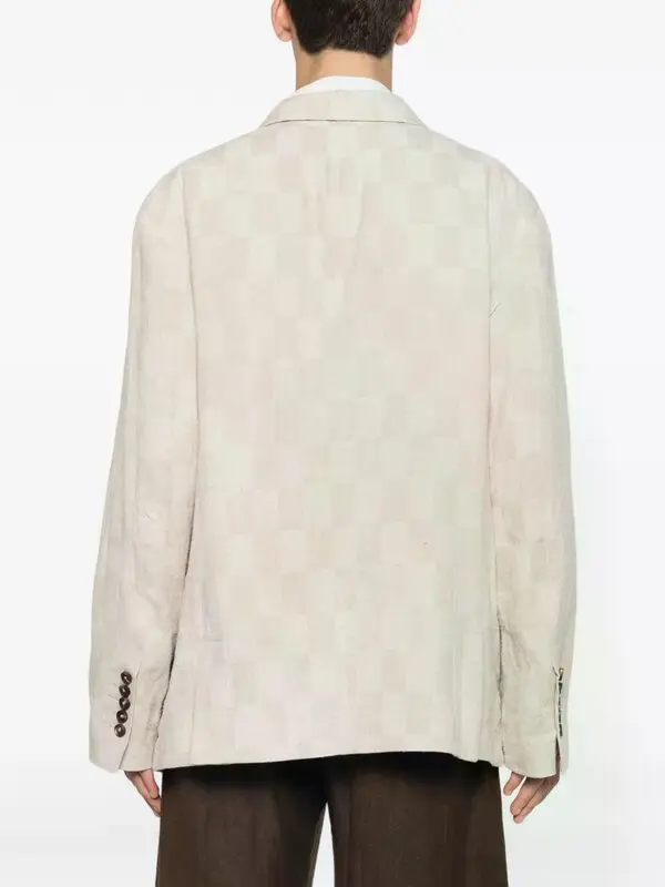 ZIGGY CHEN Checkerboard-pattern Single-breasted Blazer - Neutrals