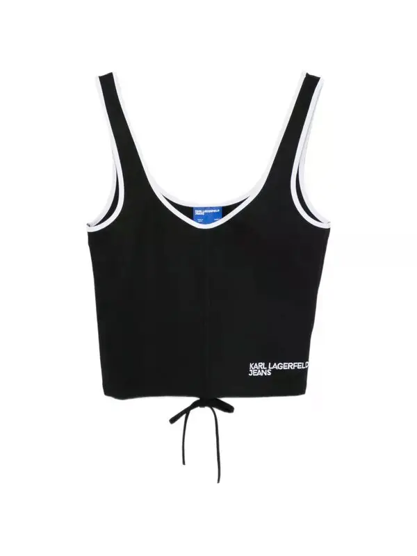 Karl Lagerfeld Contrast-trim Drawstring-hem Top
