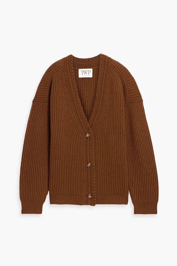 TWP Ribbed Cashmere Cardigan - Brown