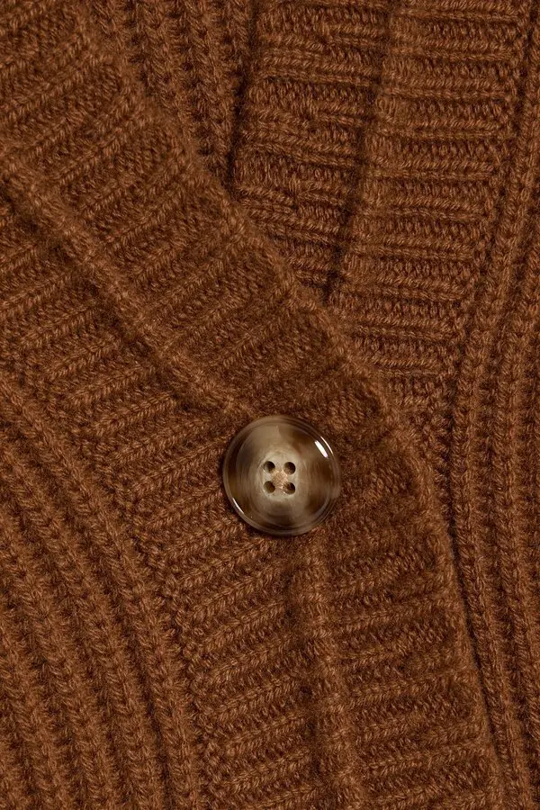 TWP Ribbed Cashmere Cardigan - Brown