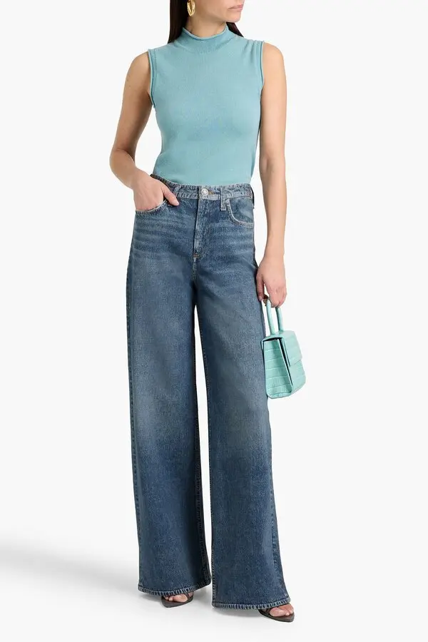 Rag & Bone Miramar Sofie Denim-effect Wide-leg Pants - Mid Denim