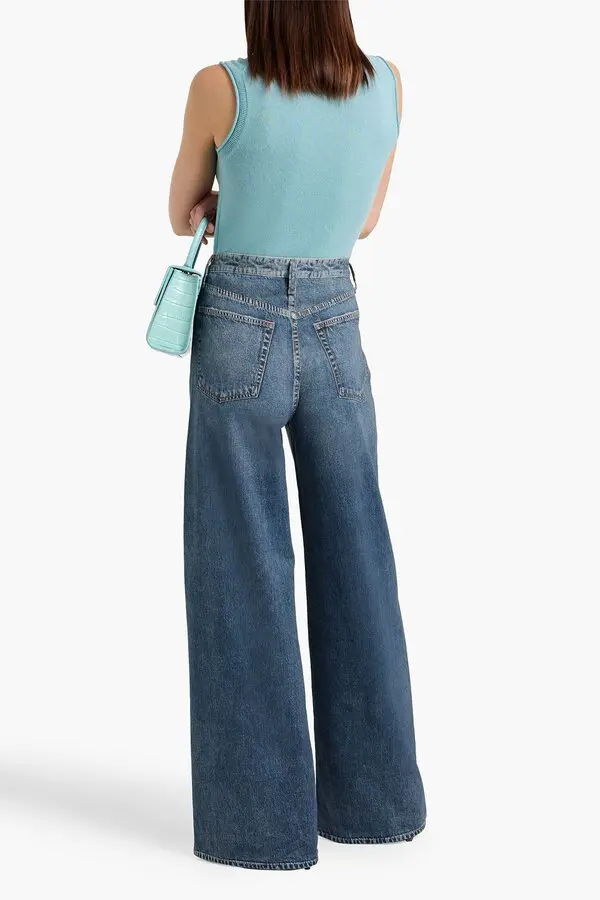 Rag & Bone Miramar Sofie Denim-effect Wide-leg Pants - Mid Denim