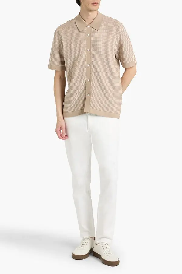 Rag & Bone Harvey Striped Jacquardknit Cottonblend Shirt - Beige