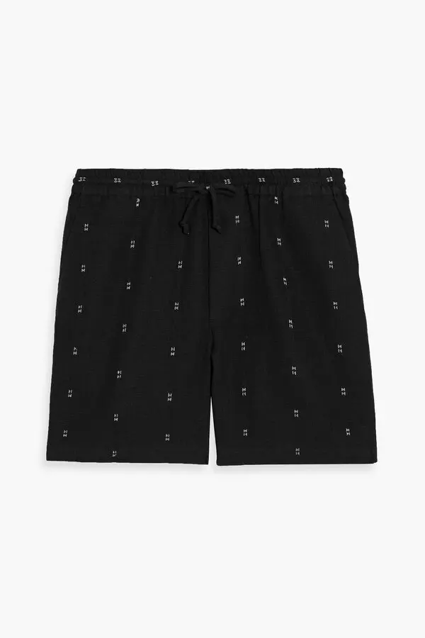 Rag & Bone Marc Embroidered Cotton And Linen-blend Drawstring Shorts