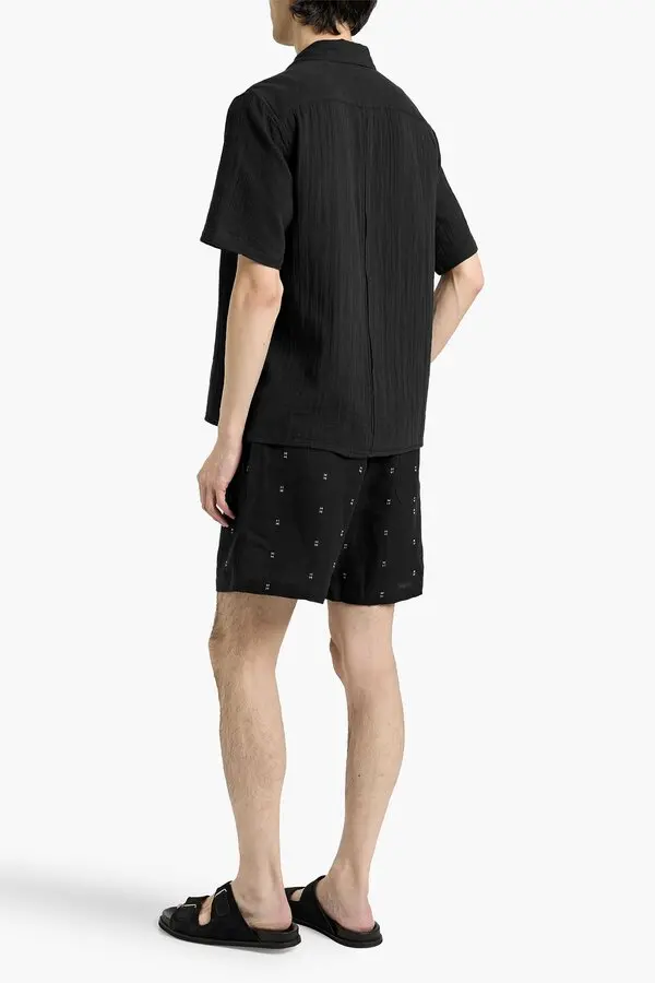 Rag & Bone Marc Embroidered Cotton And Linen-blend Drawstring Shorts
