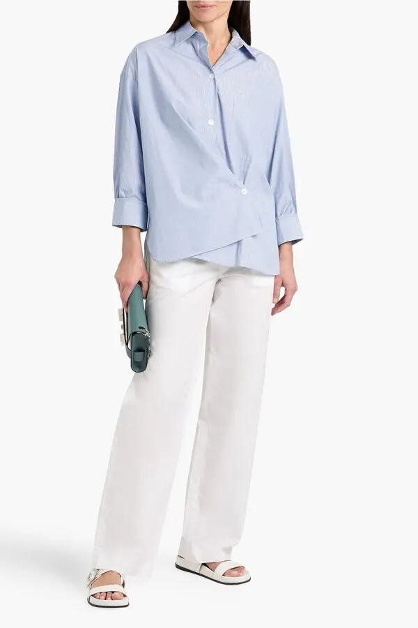 TWP Asymmetric Striped Shirt - Light Blue