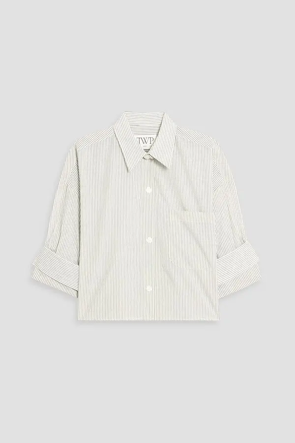 TWP Cropped Striped Cotton-poplin Shirt - Ivory