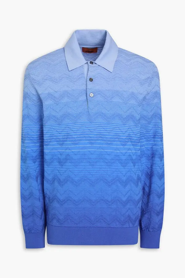 Missoni Dégradé Crochetknit Cotton Polo Shirt - Azure