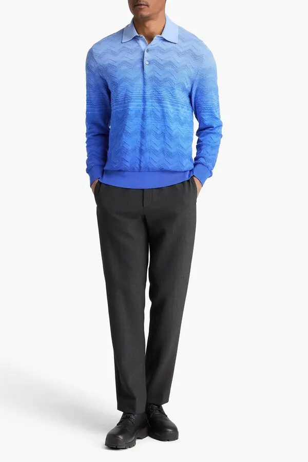 Missoni Dégradé Crochetknit Cotton Polo Shirt - Azure