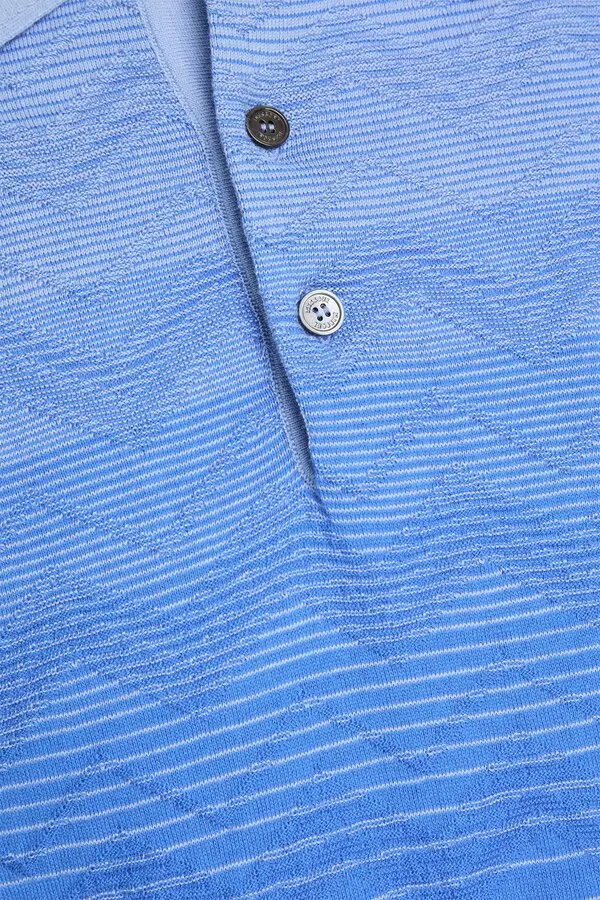 Missoni Dégradé Crochetknit Cotton Polo Shirt - Azure