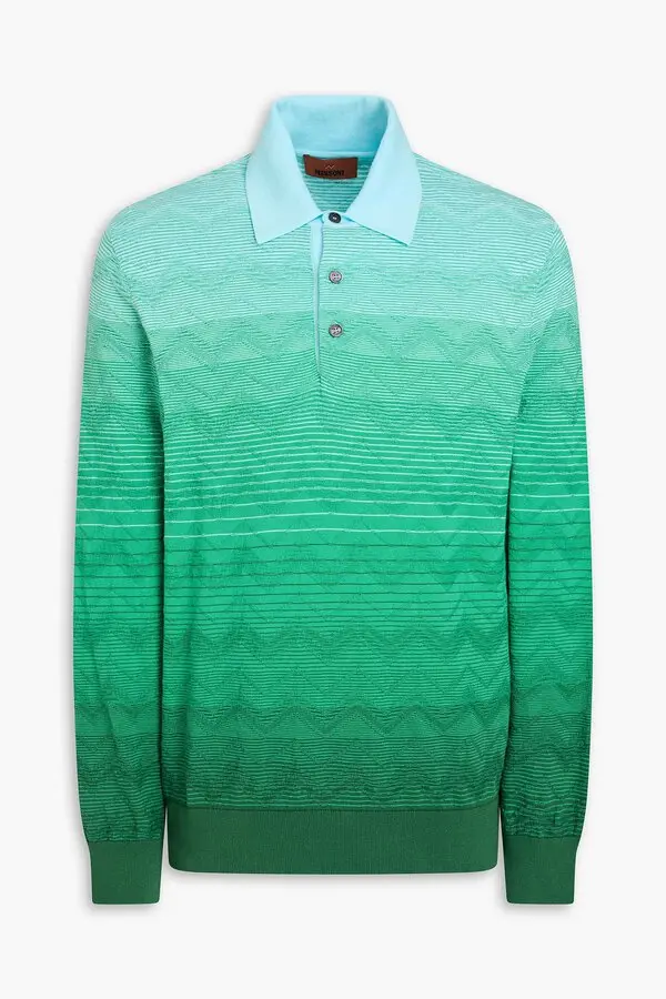 Missoni Dégradé Crochetknit Cotton Polo Shirt - Jade