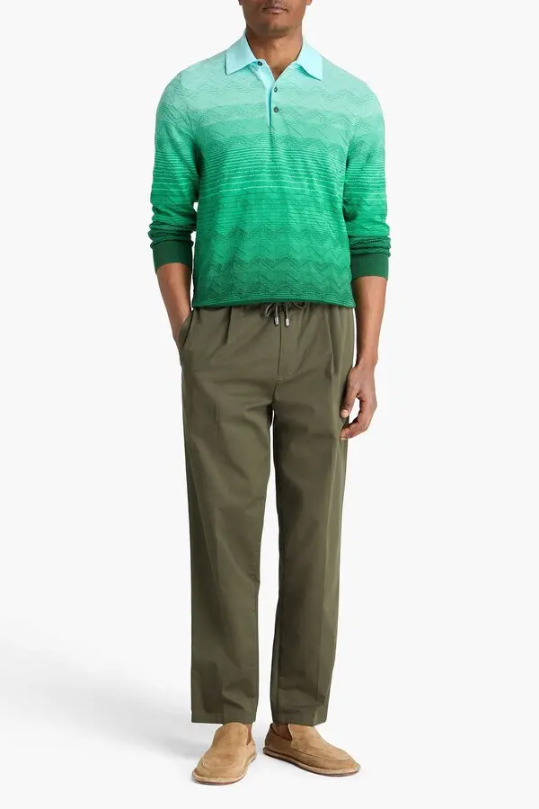 Missoni Dégradé Crochetknit Cotton Polo Shirt - Jade