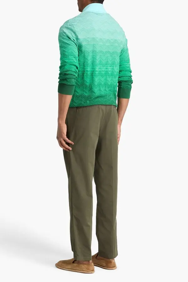 Missoni Dégradé Crochetknit Cotton Polo Shirt - Jade