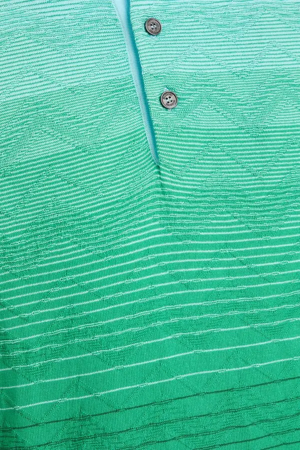 Missoni Dégradé Crochetknit Cotton Polo Shirt - Jade