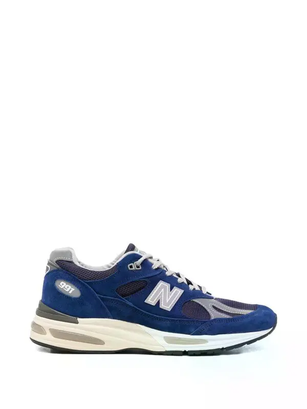NEW BALANCE 991v2 Suede-panelled Sneakers - Blue