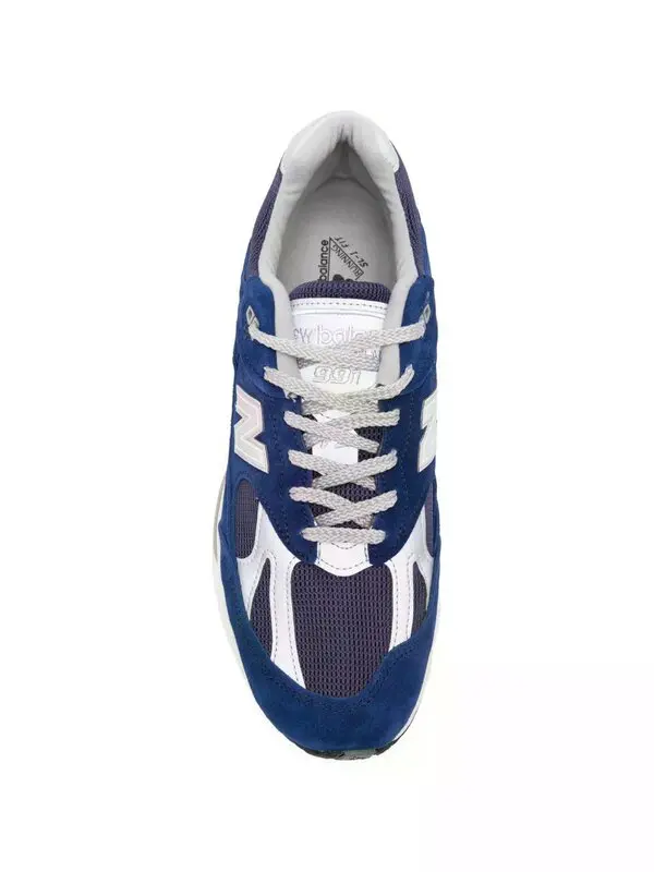 NEW BALANCE 991v2 Suede-panelled Sneakers - Blue