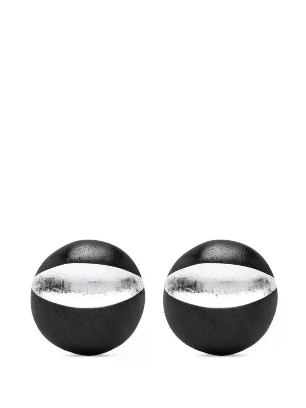 MONIES Sirone Foil-detail Circular Clip-on Earrings - Black
