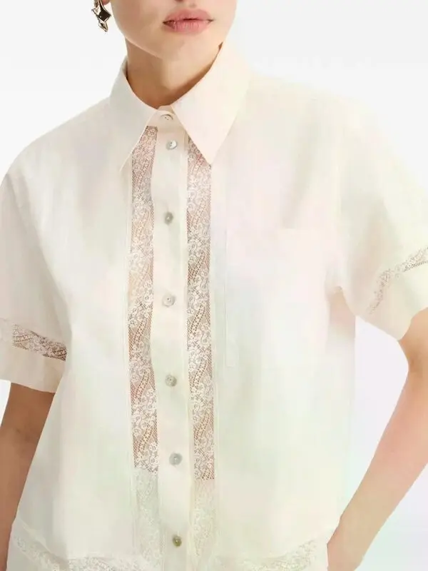Marella Lace-trimmed Cotton Poplin Shirt