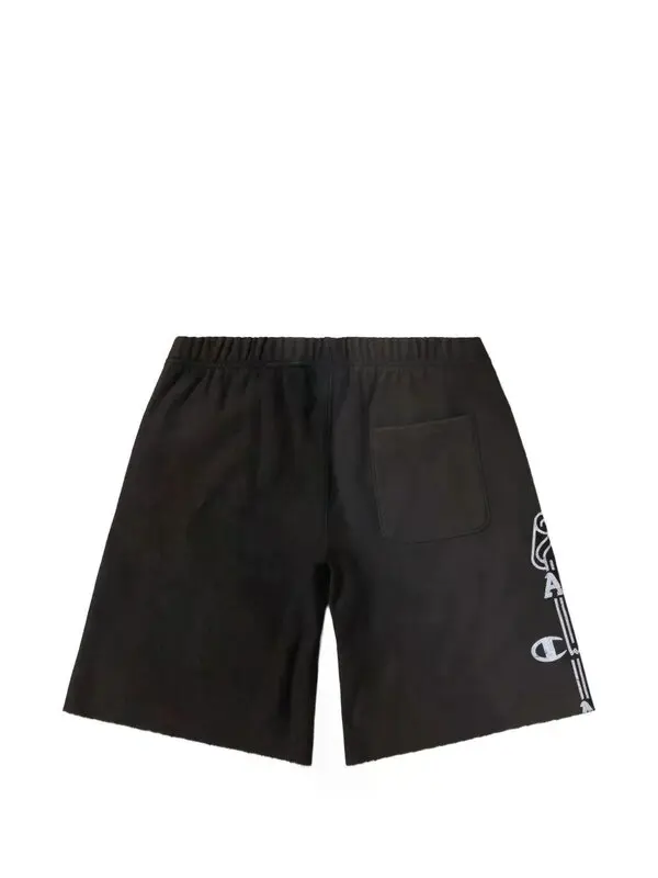 Champion X Aries Logo Print Raw Hem Shorts