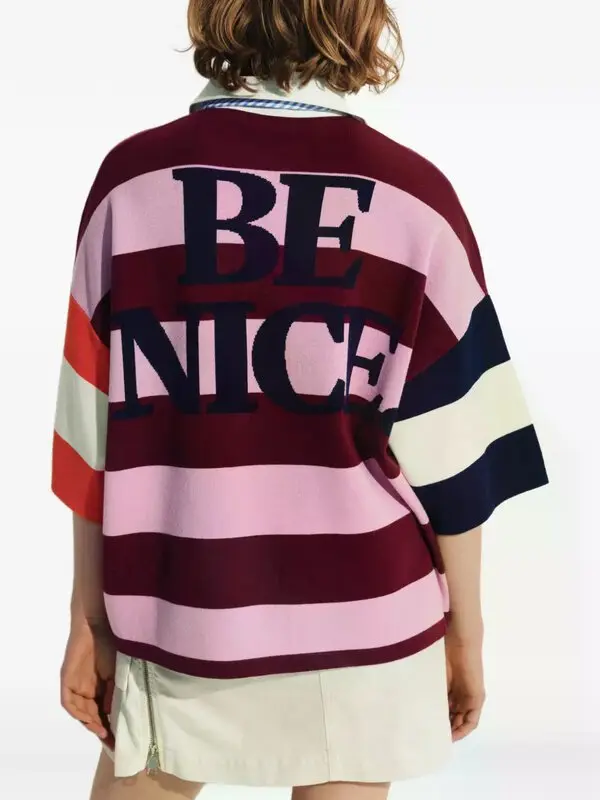 Essentiel Antwerp Striped Polo Shirt With Snoopy Applique