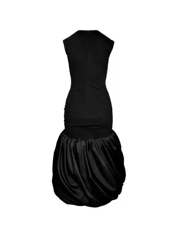 IOANA CIOLACU Ruched Balloon Hem Midi Dress - Black