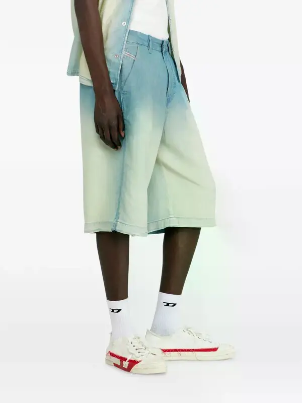DIESEL® Gradient Effect Wide Leg Denim Shorts