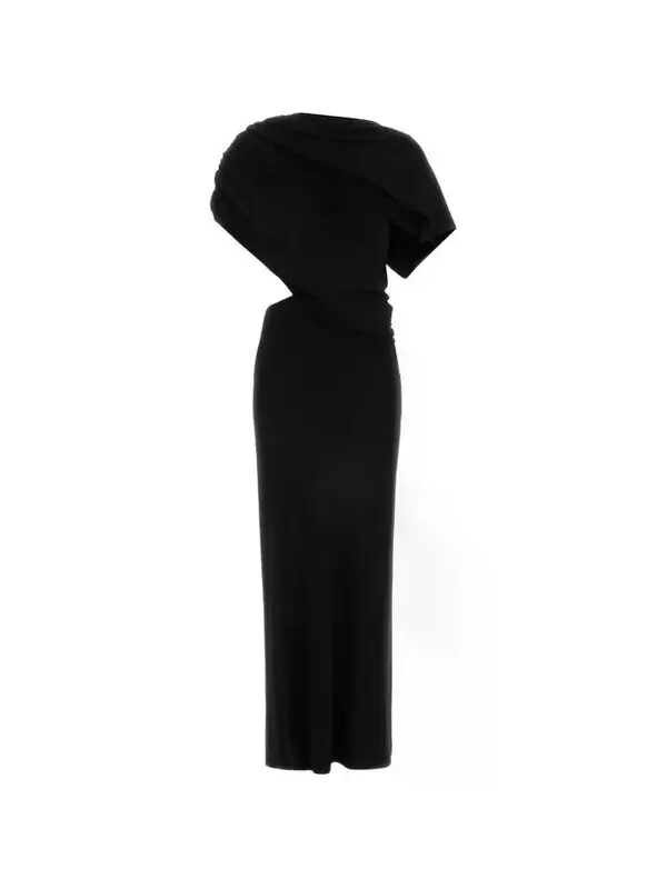 Alberta Ferretti Draped Cut-out Detail Maxi Dress - Black