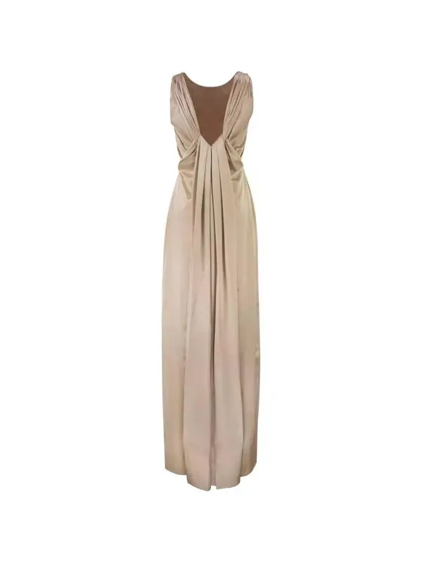 Max Mara Draped-back Silk Gown - Neutrals