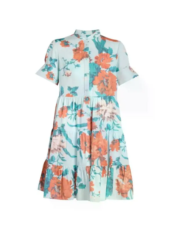 Erdem Floral-print Tiered Midi Dress - Blue
