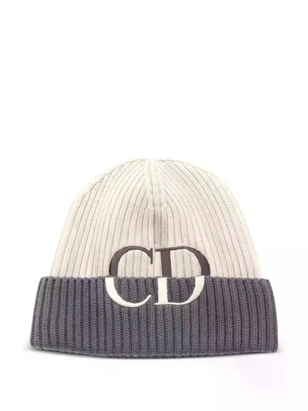 Dior 2010s Logo-detail Beanie Hat - Neutrals
