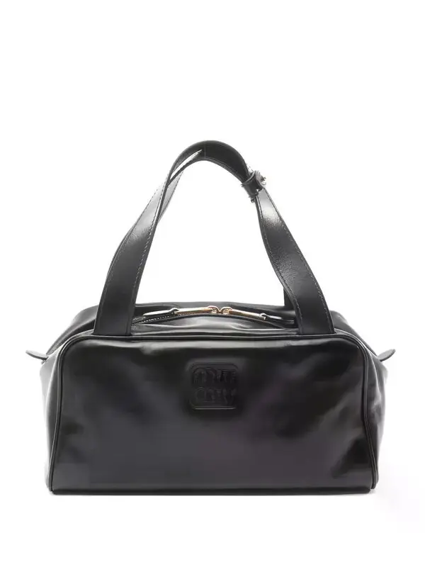 Miu Miu 2010s Softy Shine Leather Shoulder Bag - Black