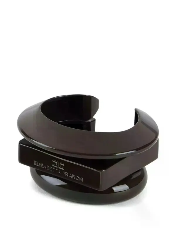 Elisabetta Franchi Lacquered Geometric Cuff Bracelet - Brown