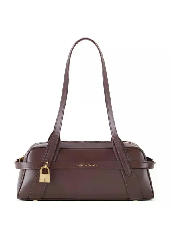 Elisabetta Franchi Small Padlock-detail Leather Shoulder Bag - Brown