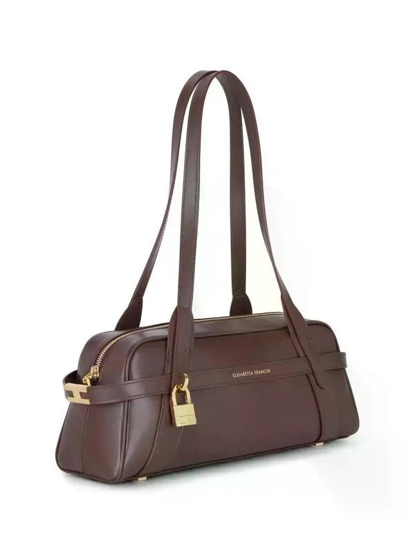 Elisabetta Franchi Small Padlock-detail Leather Shoulder Bag - Brown