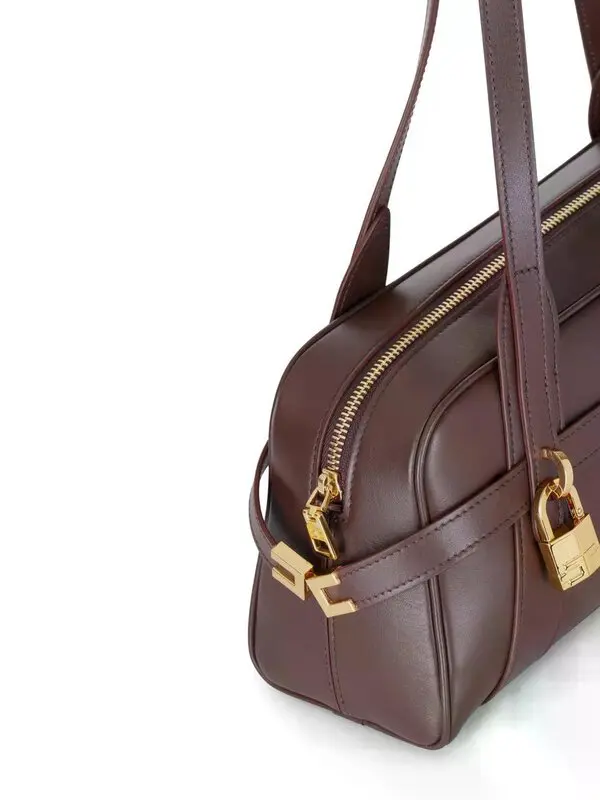 Elisabetta Franchi Small Padlock-detail Leather Shoulder Bag - Brown