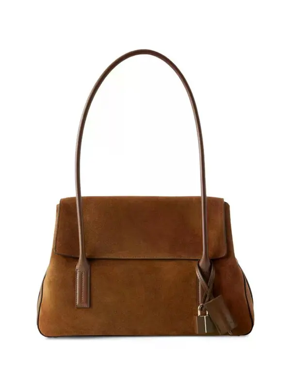 TOM FORD Padlock-detail Suede Shoulder Bag - Brown