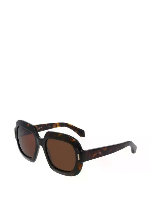 FERRAGAMO Tortoiseshell-effect Square Frame Sunglasses