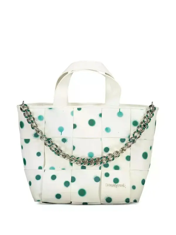 Desigual Polka-dot Tote Bag With Chain Strap