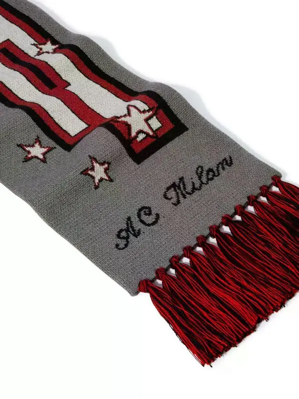 Off-White X Ac Milan Intarsia-knit Scarf