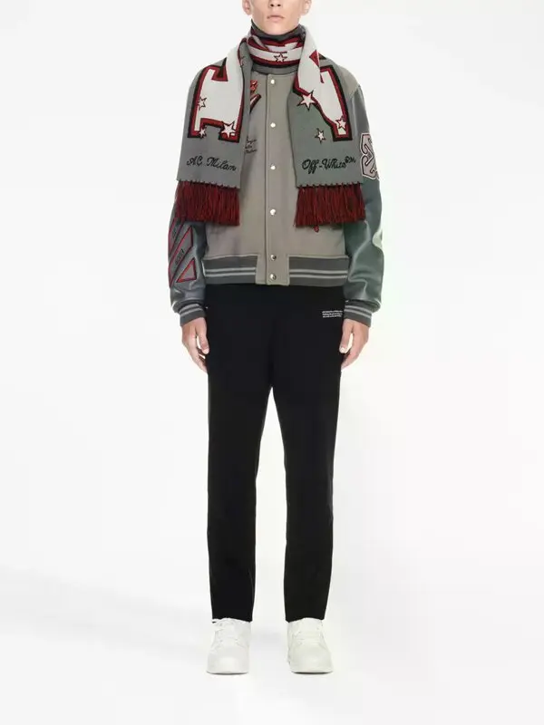 Off-White X Ac Milan Intarsia-knit Scarf